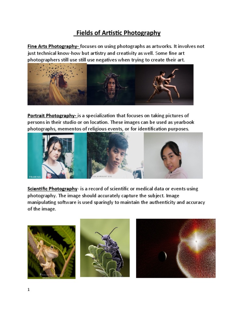 Fields of Artistic Photography and Notable Phil. Photographers NOTES 2 ...