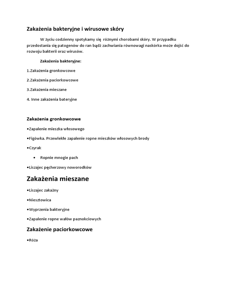 7 Choroby Bakteryjne I Wirusowe Skóry | PDF