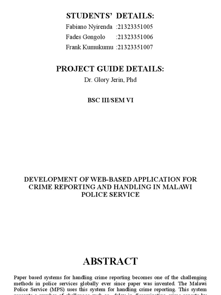 Web Based Crime Reporting System 1st Review | PDF