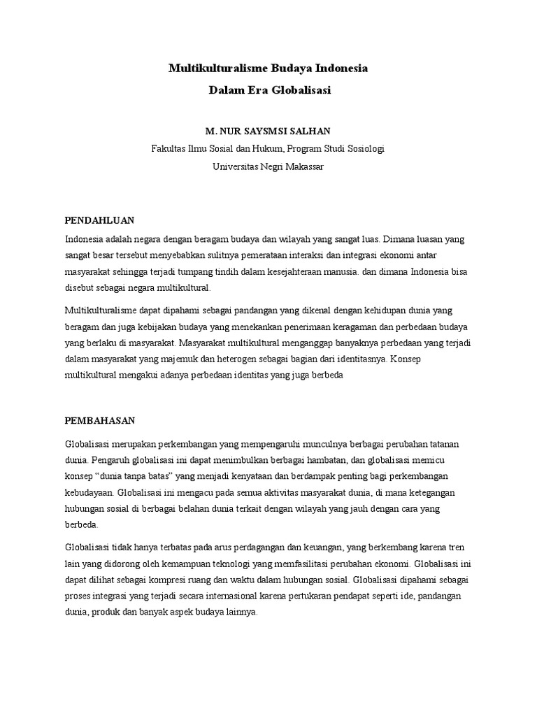 M. Nur Syamsi Salhan (MK Sistem Sosial Dan Budaya Indonesia) | PDF