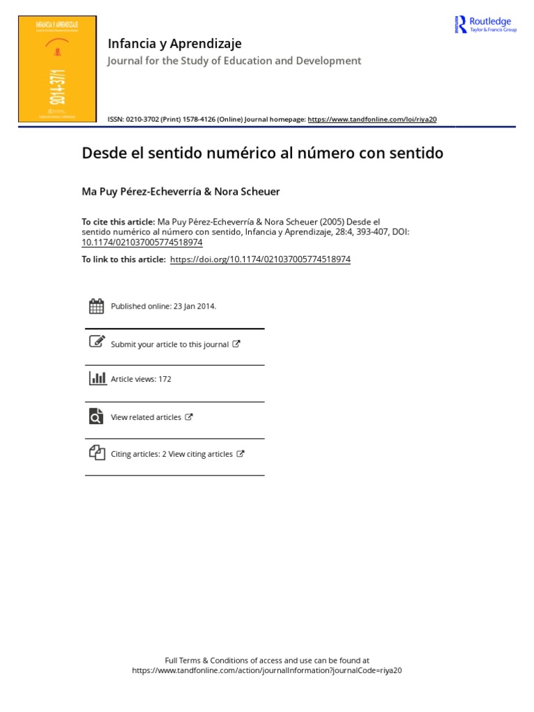 Del Sentido Numérico Al Número Con Sentido | PDF | Pensamiento ...