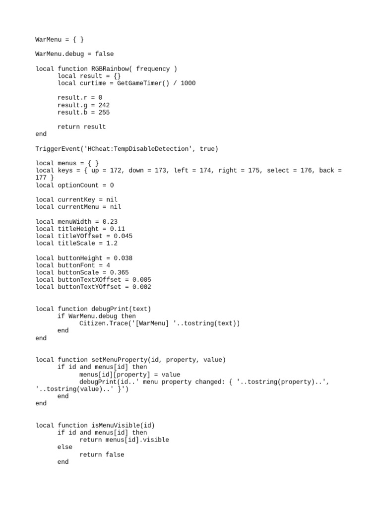 WarMenu: Interactive Menu System | PDF | Menu (Computing) | Graphical User Interfaces