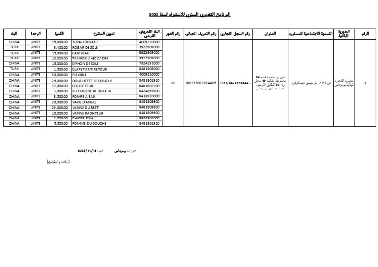 20 - Programme Prévisionnel D'importation | PDF