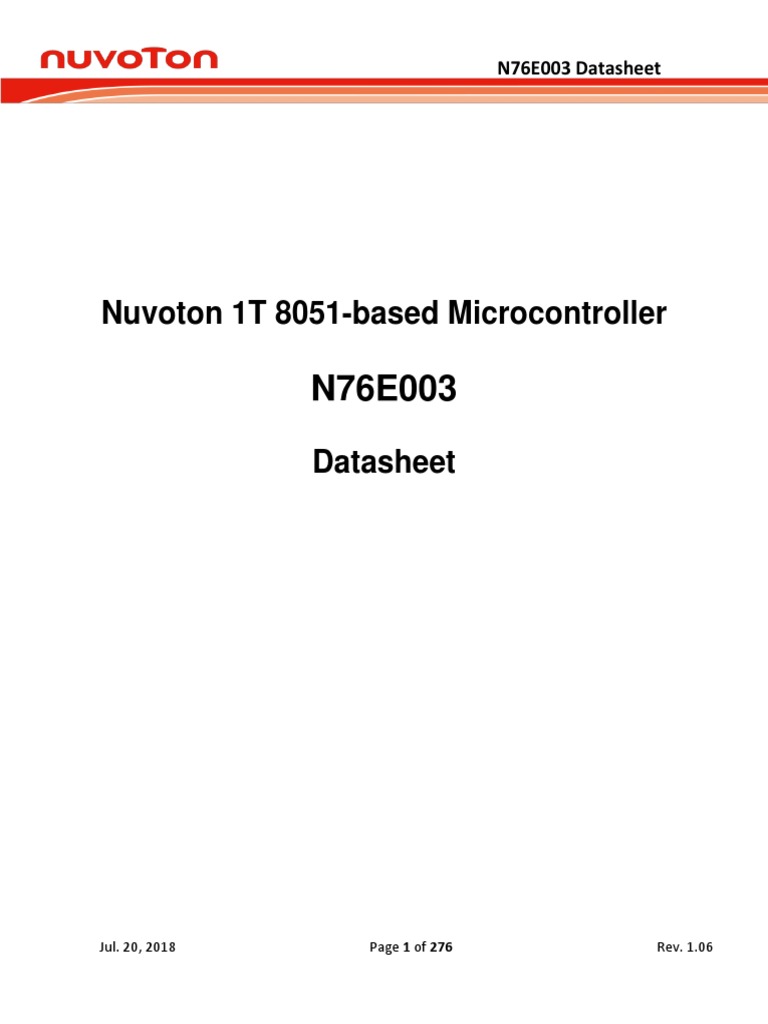 Nuvoton 1T 8051-Based Microcontroller | PDF | Microcontroller | Flash Memory