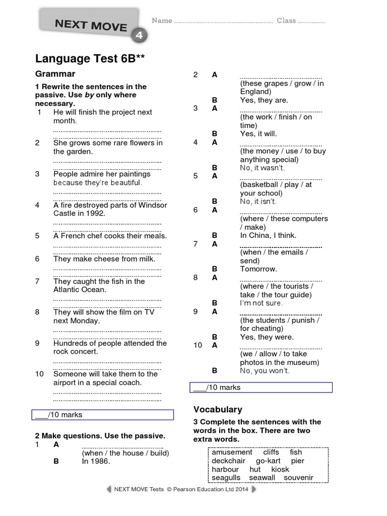 Practice Test Unit 6 Next Move 4 | PDF