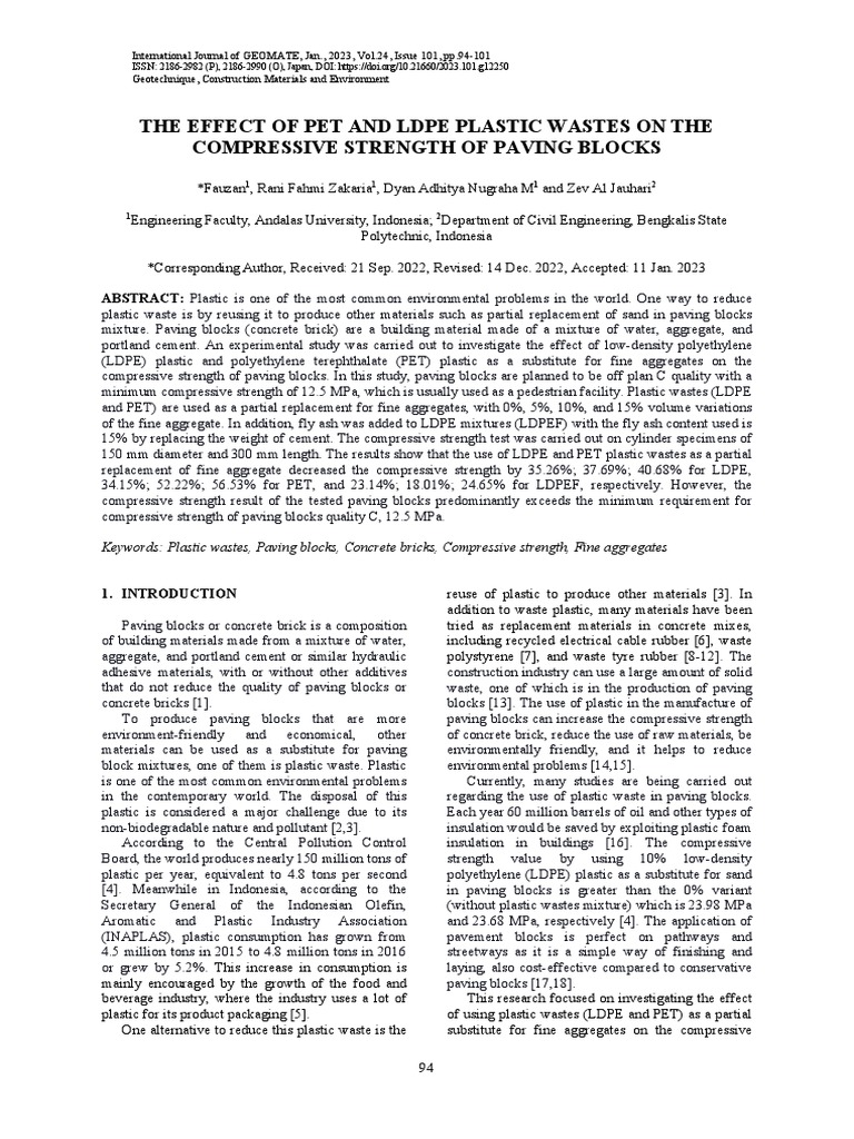 2023 The Effect of Pet and Ldpe Plastic Wastes On The Compressive ...