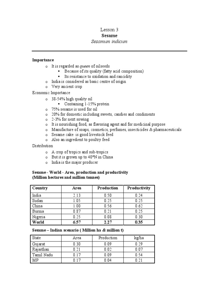 Lec 03 | PDF | Sesame | Soil Lec 03 | PDF | Sesame | Soil