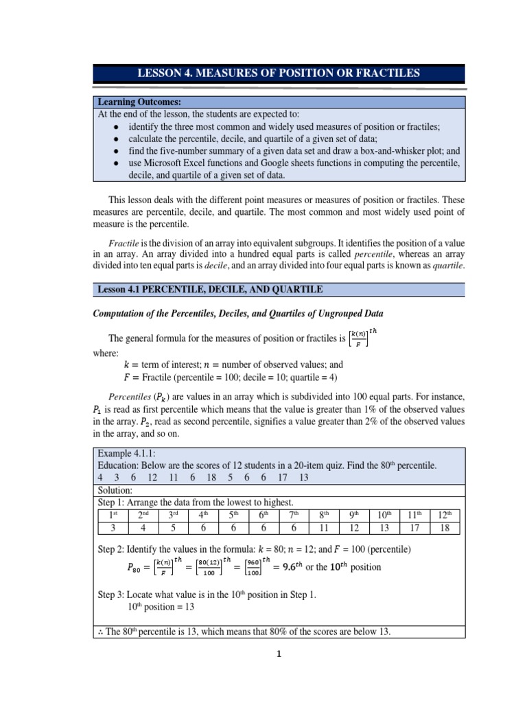 Module Lesson 4 - MP | PDF | Statistics | Statistical Analysis