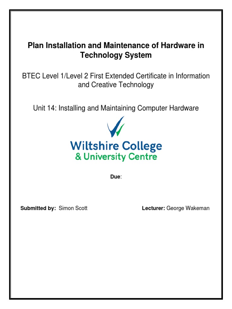 It - Unit 14 - Assignment 2 - Template | Download Free PDF | Computer Hardware | Usb Flash Drive