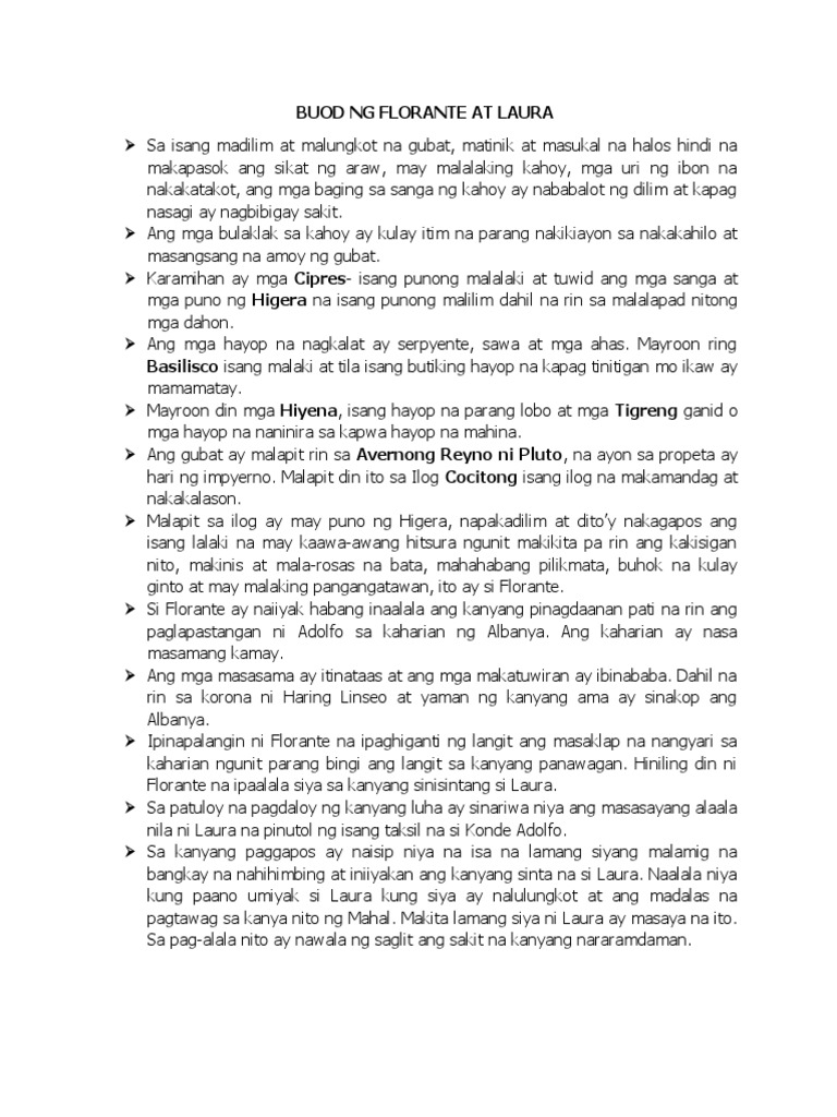 Buod NG Florante at Laura | PDF