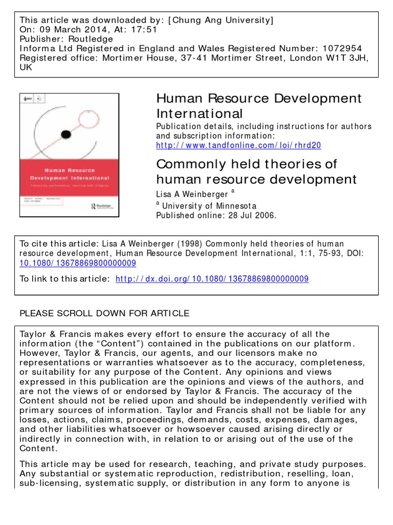 Commonly Held Theories of Human Resource Development | PDF | Behaviorism | Psychology