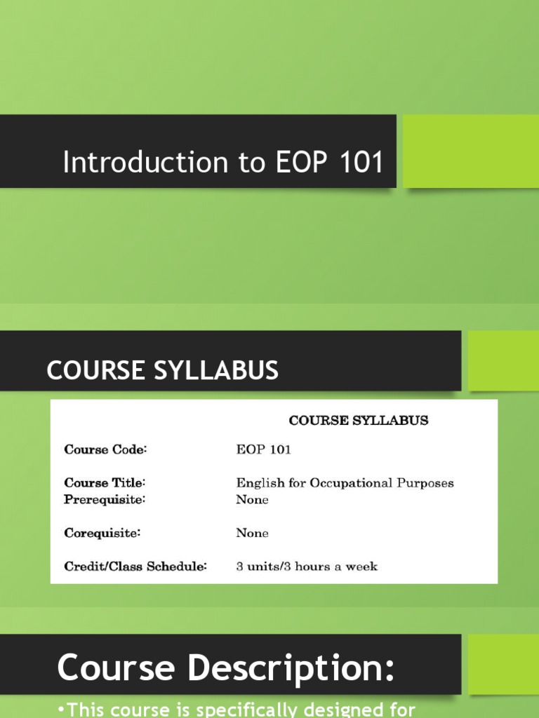 EOP 101: English for Career Success | PDF | English Language ...