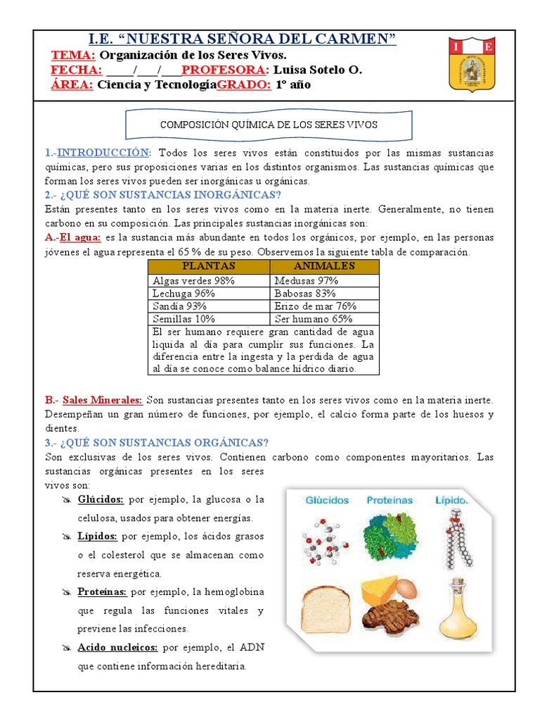 2..-Composición Química de Los Seres Vivos | PDF