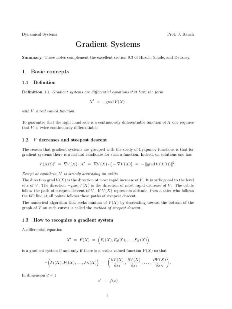 Gradient Systems | PDF | Eigenvalues And Eigenvectors | Maxima And Minima