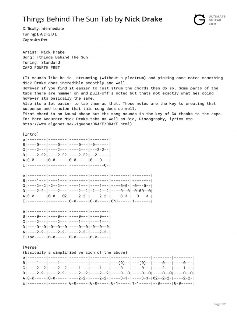 Things Behind The Sun Tab | PDF