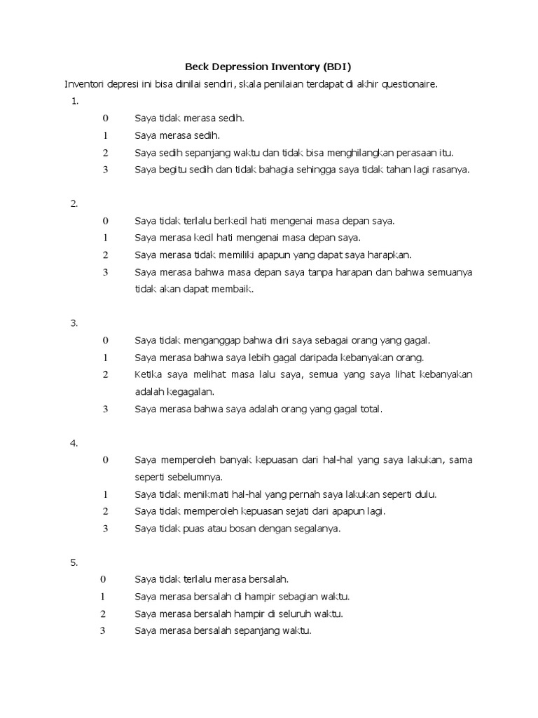 (KEL.4) TES BDI - Edit | PDF