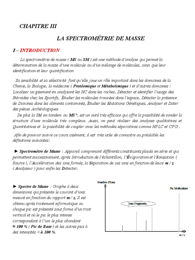 Introduction à la Spectrométrie de Masse | PDF | Spectrométrie de masse ...