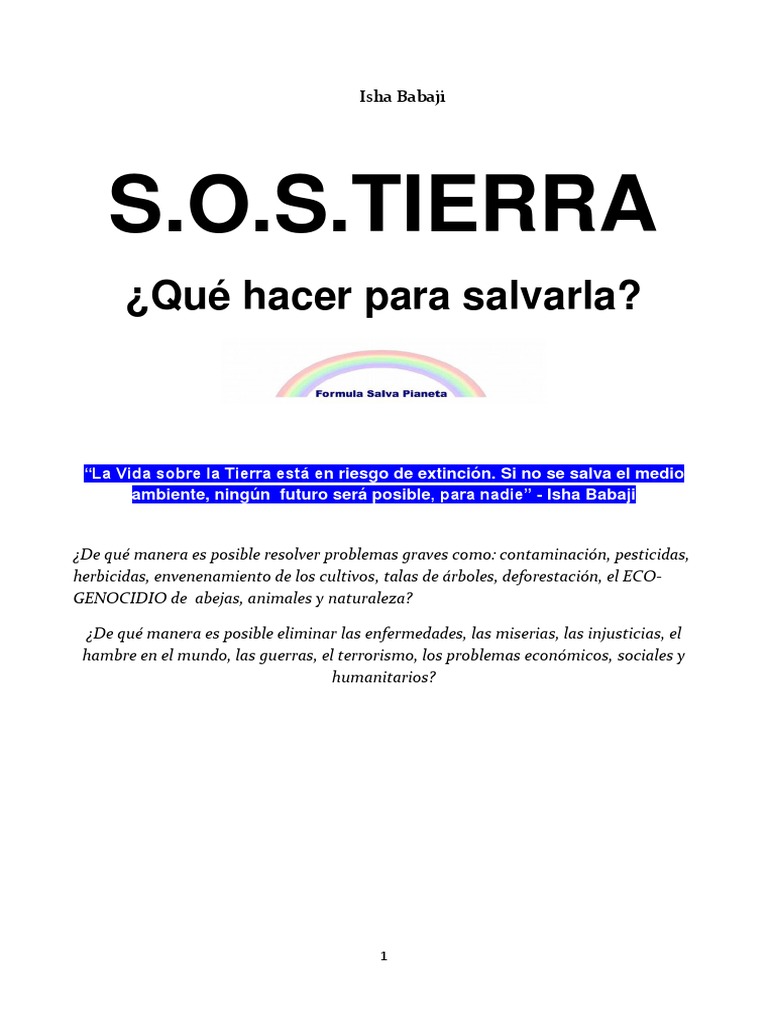 Isha-Babaji - S O S - TIERRA | PDF | Pesticida | Amor