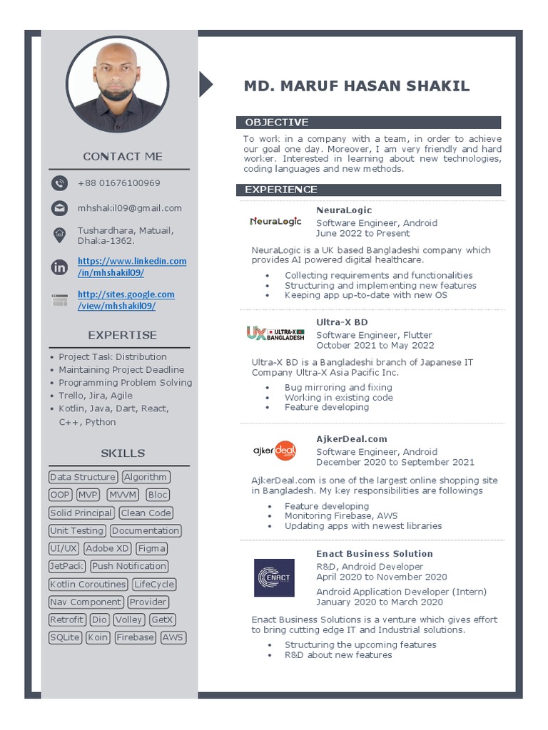 MD Maruf Hasan Shakil CV (Sr. Engr. Android) ) | PDF | Android (Operating System) | Computer ...