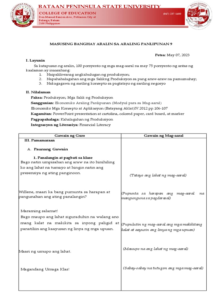 Lesson Plan - Economics | PDF