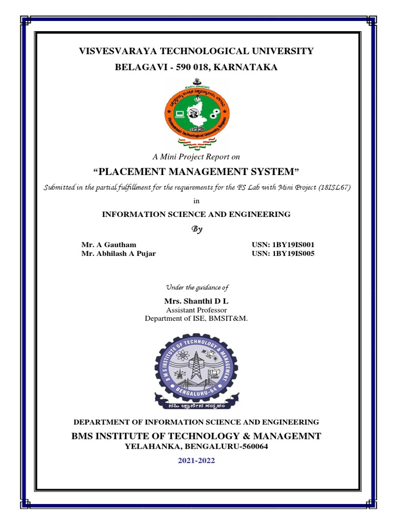 Vtu Mini Project On Placement Management System Pdf Eclipse Software Integrated 
