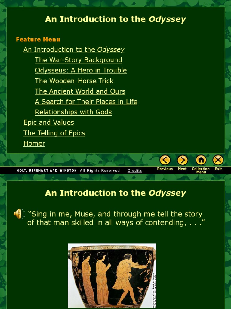 An Introduction To The Odyssey: Feature Menu | Download Free PDF ...