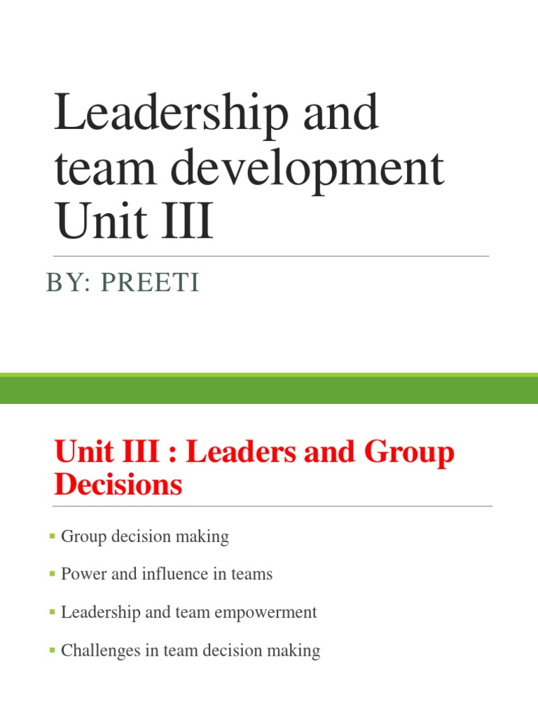 Leadership and Team Development Unit III | PDF