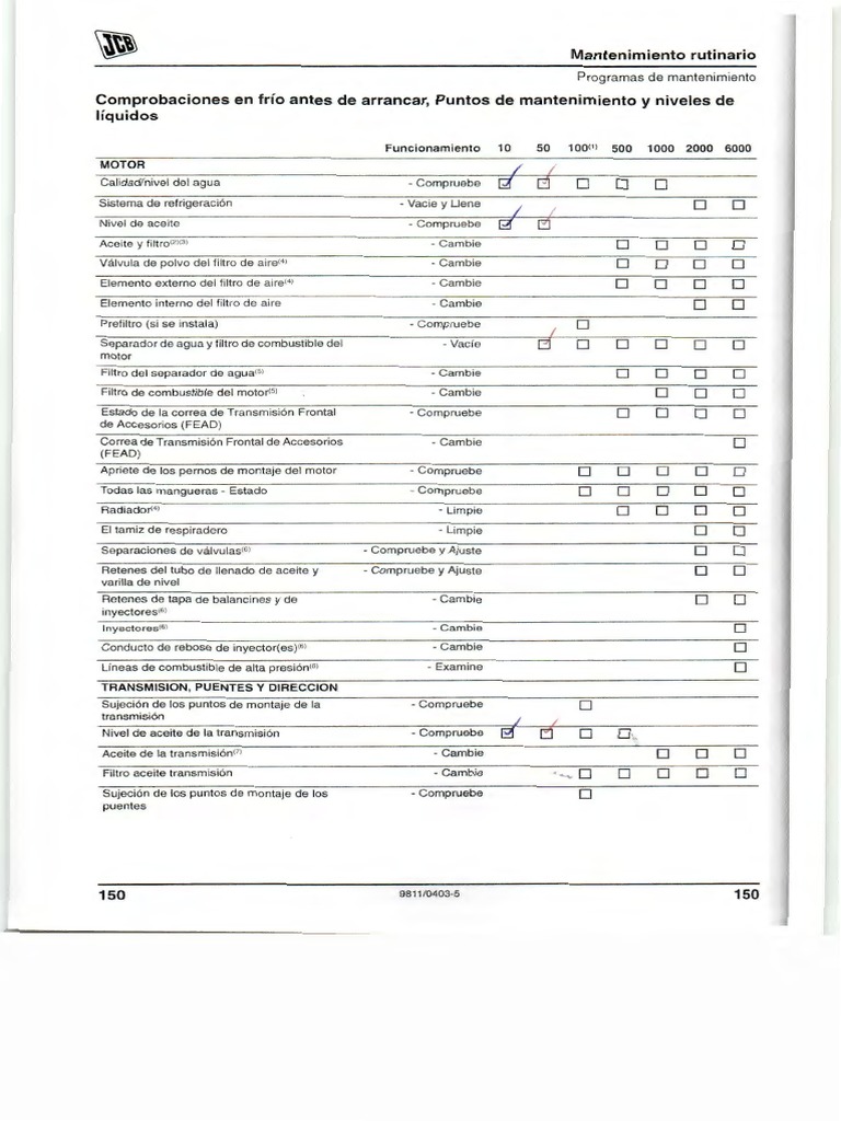 Mantenimiento JCB | PDF