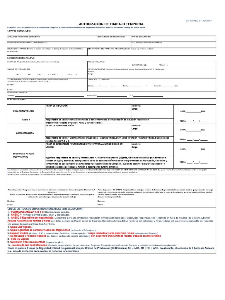 Autorización de Trabajo Temporal | PDF