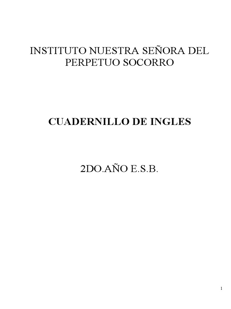 Cuadernillo de Ingles 2DO (550$) | PDF