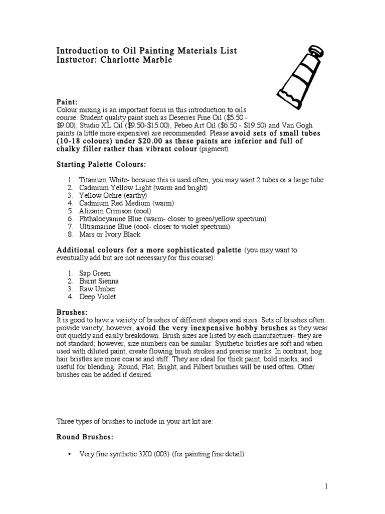 Intro Oil Material List | PDF