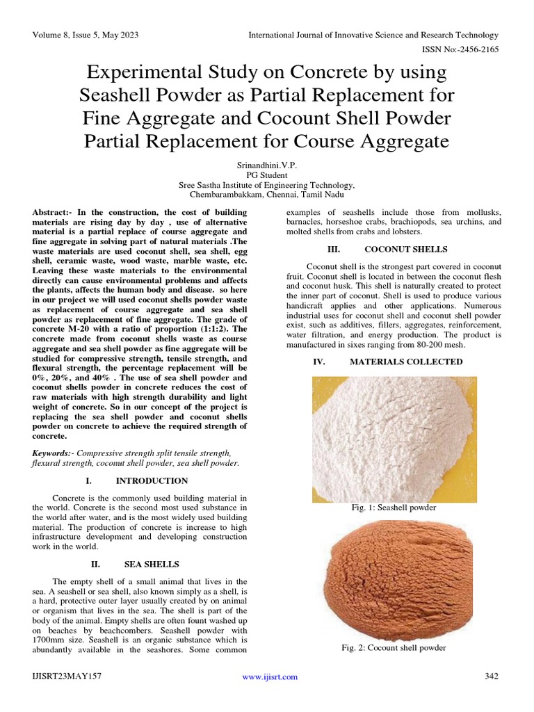 Seashell Powder in Concrete Mixes | PDF | Concrete | Coconut