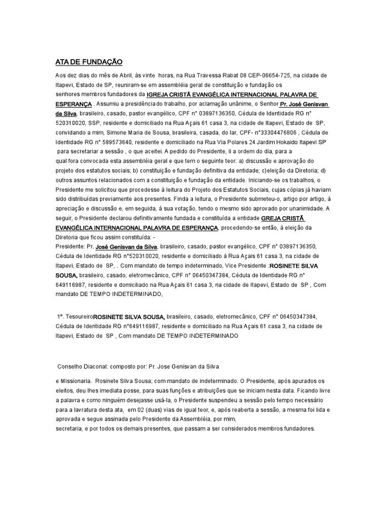 Ata Da Igreja Completa | PDF