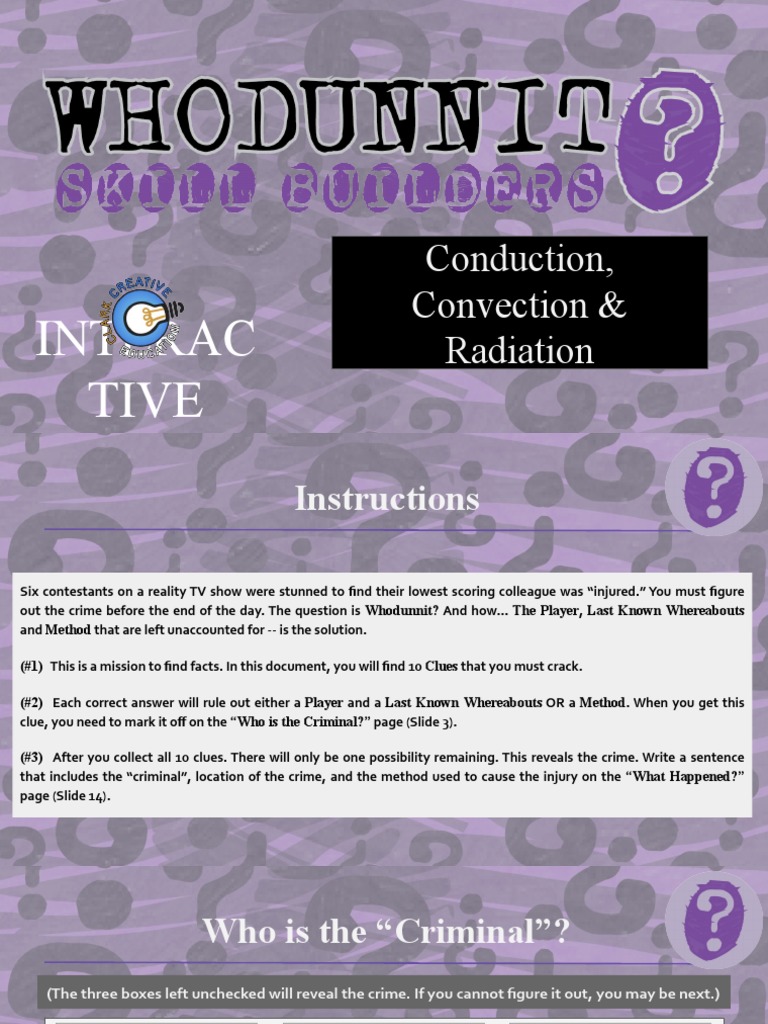 Whodunnit? Crime Solving Game Guide | PDF