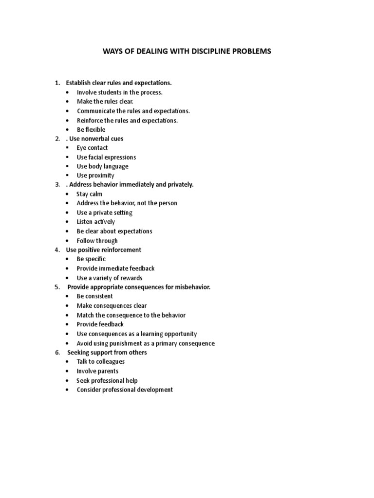 Ways of Dealing With Discipline Problems | PDF