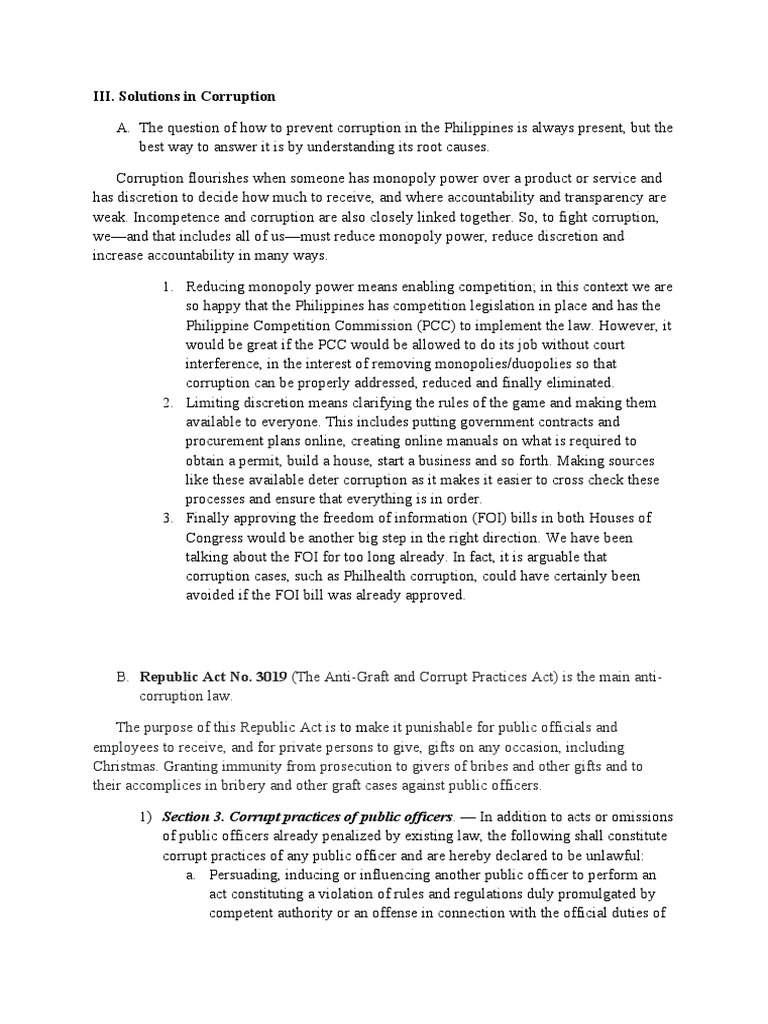 Solutions in CORRUPTION in The Philippines | PDF