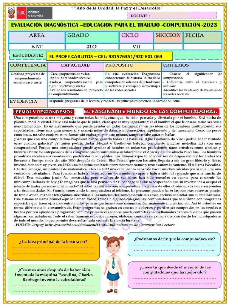 Evaluacion Diagnostica y 4to Grado-Ept | PDF