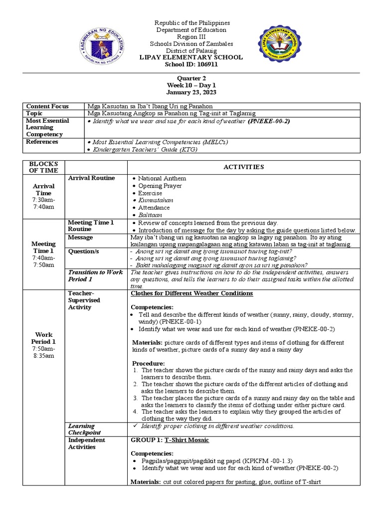 CO Lesson Plan-Q2-Week 10-Day 1 | PDF