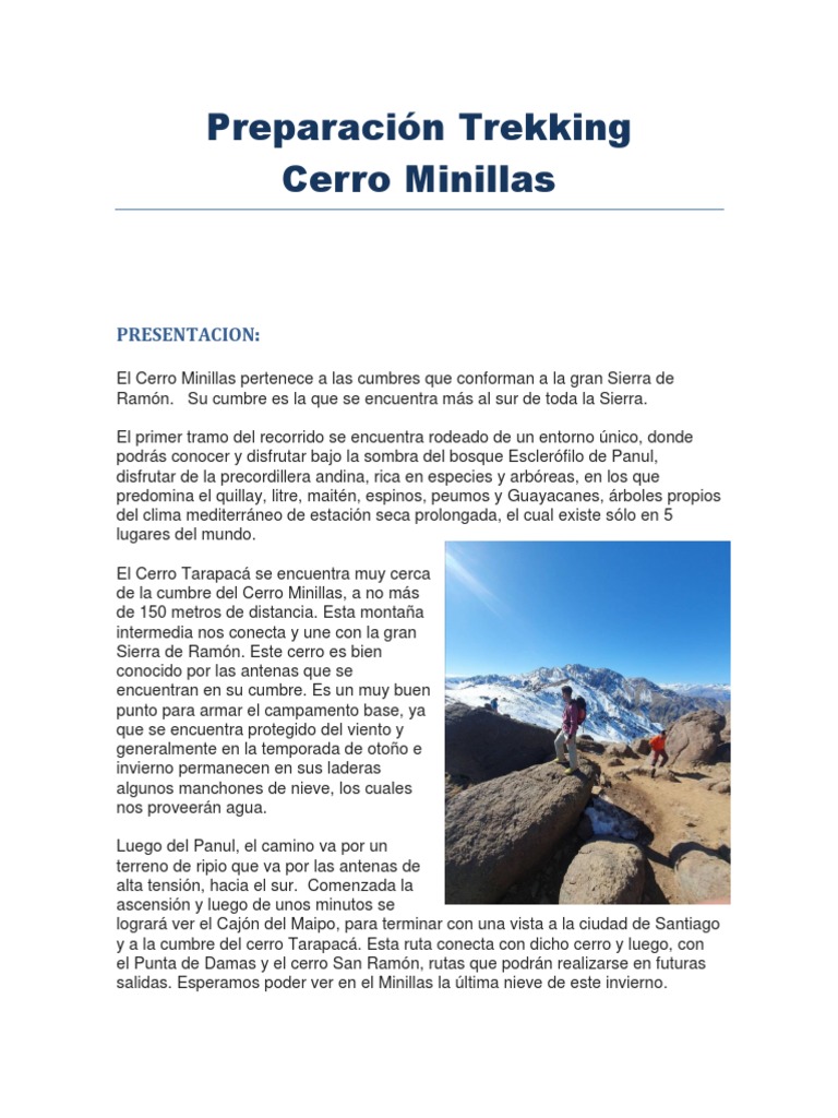 Trekking Cerro Minillas: Guía y Dificultad | PDF