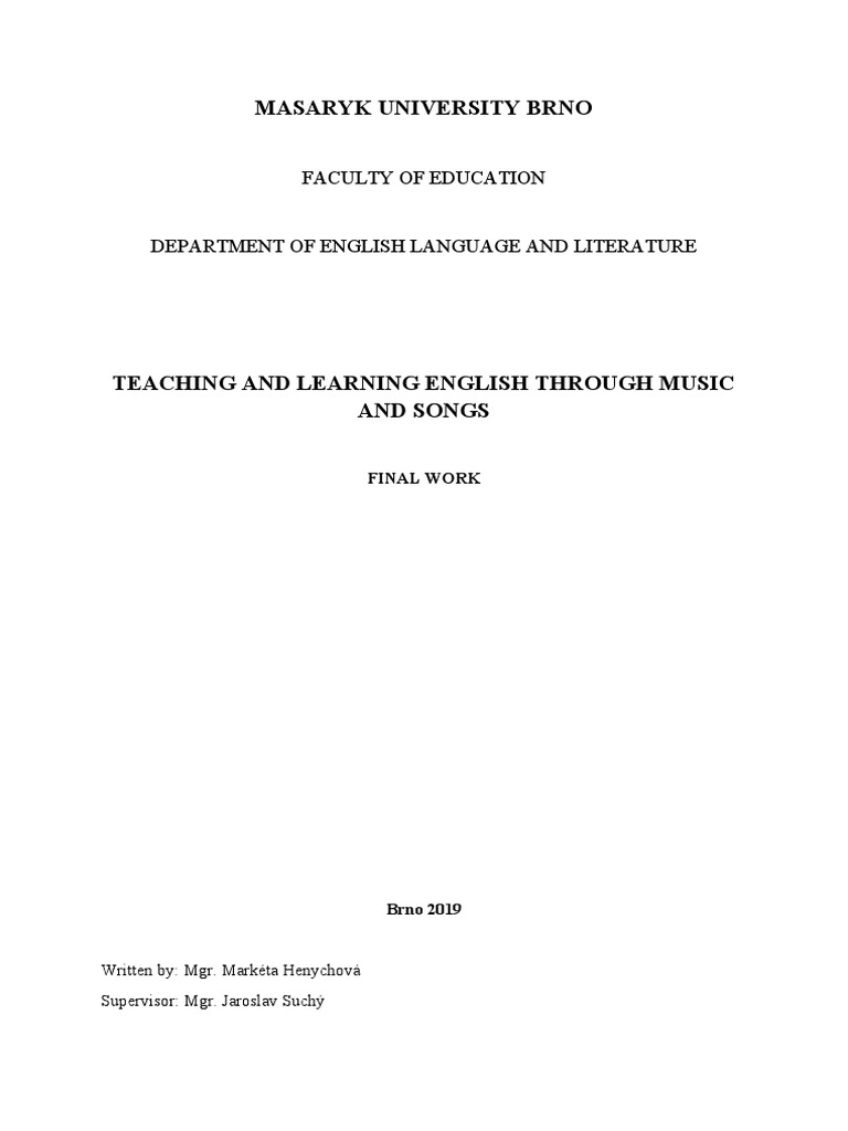 Teaching and Learning English Through Music and Songs | PDF