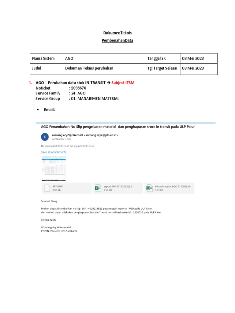 Dokumen Teknis AGO - UPDATE STOK IN-TRANSIT ULP PALUR | PDF