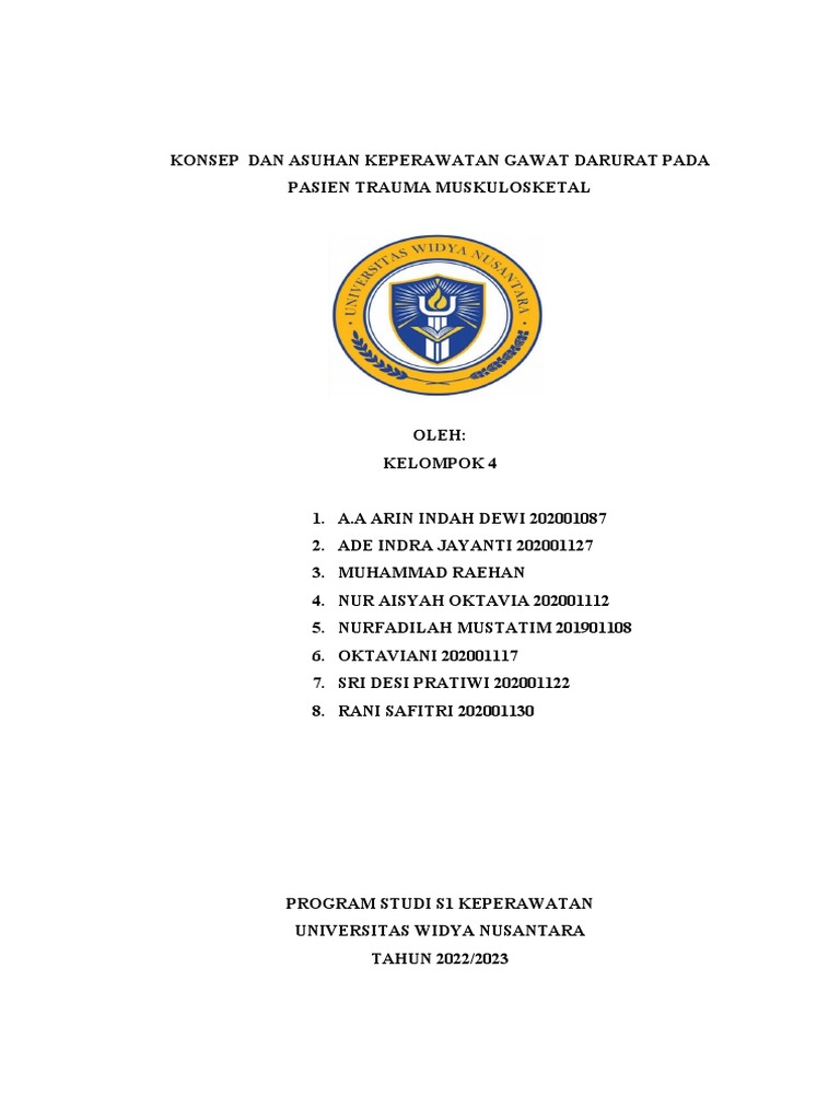 Konsep Dan Asuhan Keperawatan Gawat Darurat Pada Pasien Muskulosketal | PDF