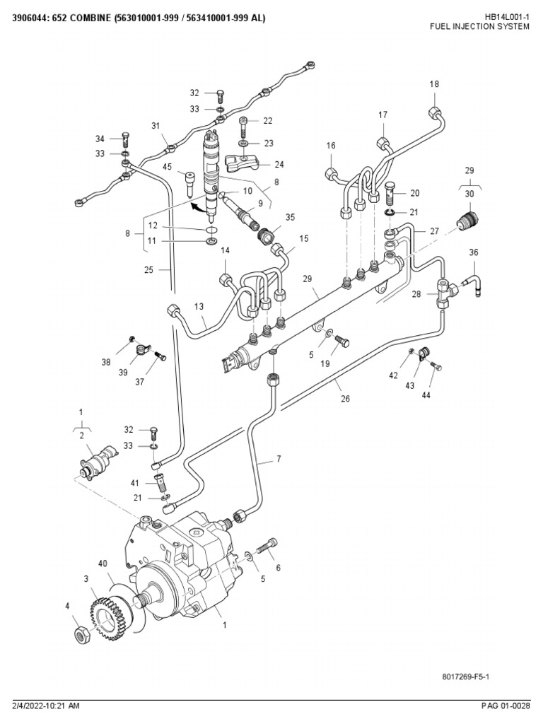 Diagram of a Diesel Engine Fuel Injection System with Labeled ...