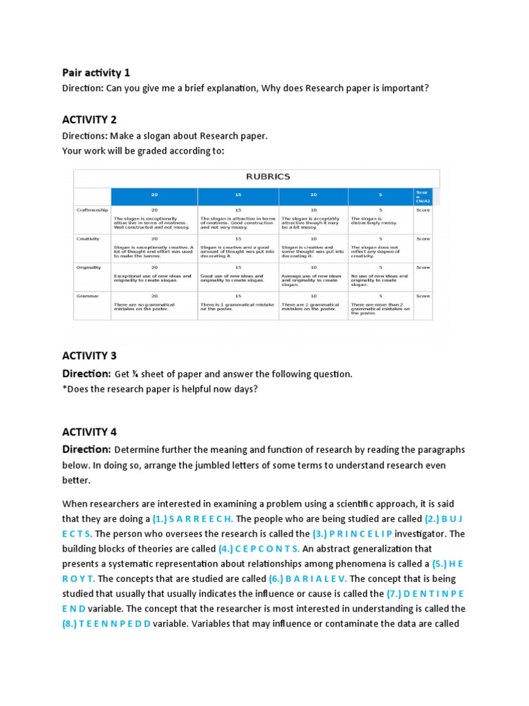 English 10 Week 1 Activities | PDF
