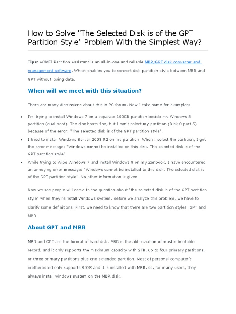 How To Solve Cannot Installed To Hadisk GPT Partition | PDF | Booting | Data Management