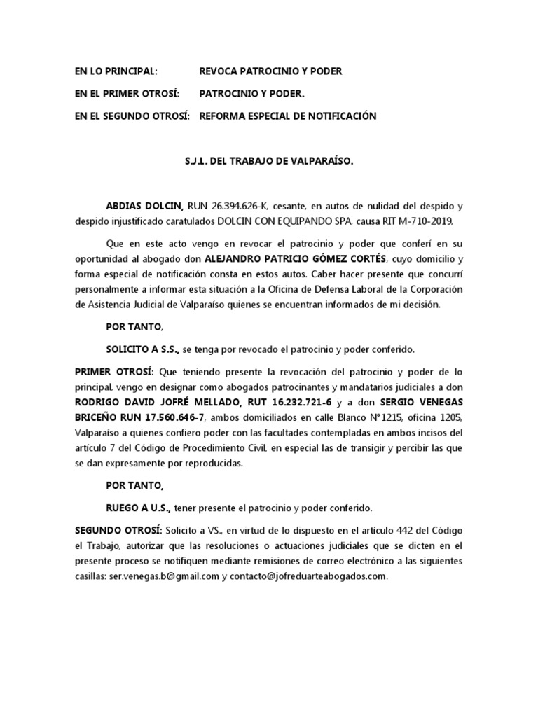 Revoca Patrocinio y Poder y Asume | PDF