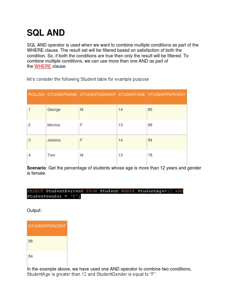 Logical Operators SQL File | PDF Logical Operators SQL File | PDF