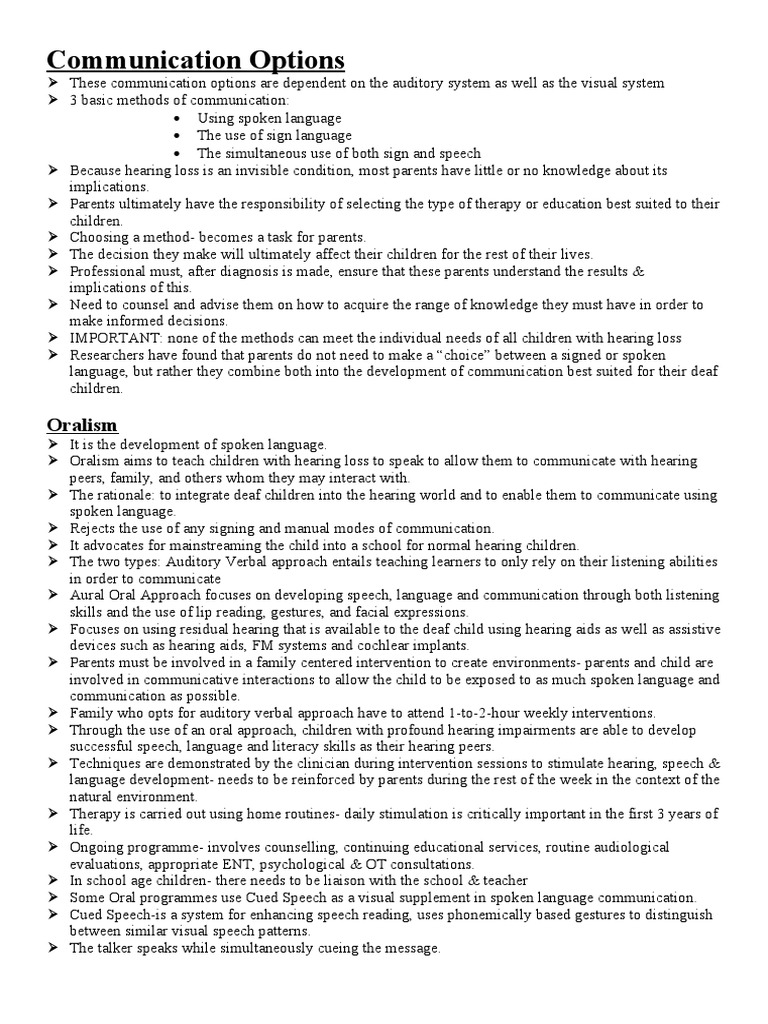 Communication Options | PDF | Sign Language | American Sign Language