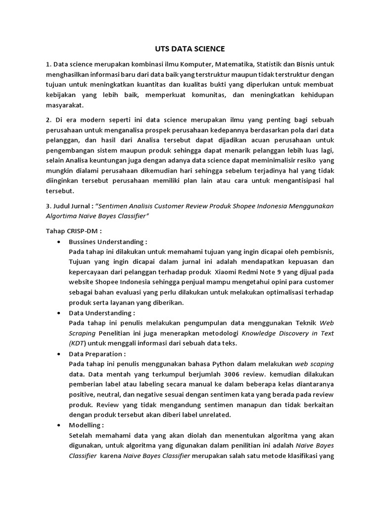 UTS Data Science Nomor 1-3 | PDF
