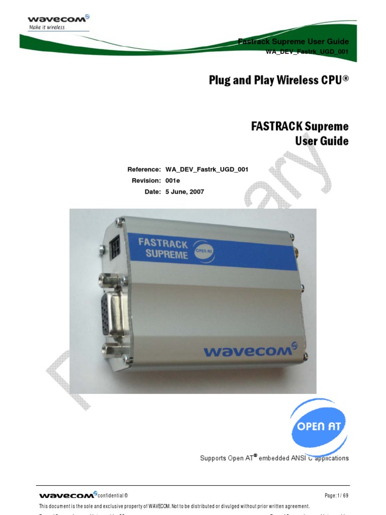 Wavecom Fastrack Manual | PDF | Power Supply | Electromagnetic Interference